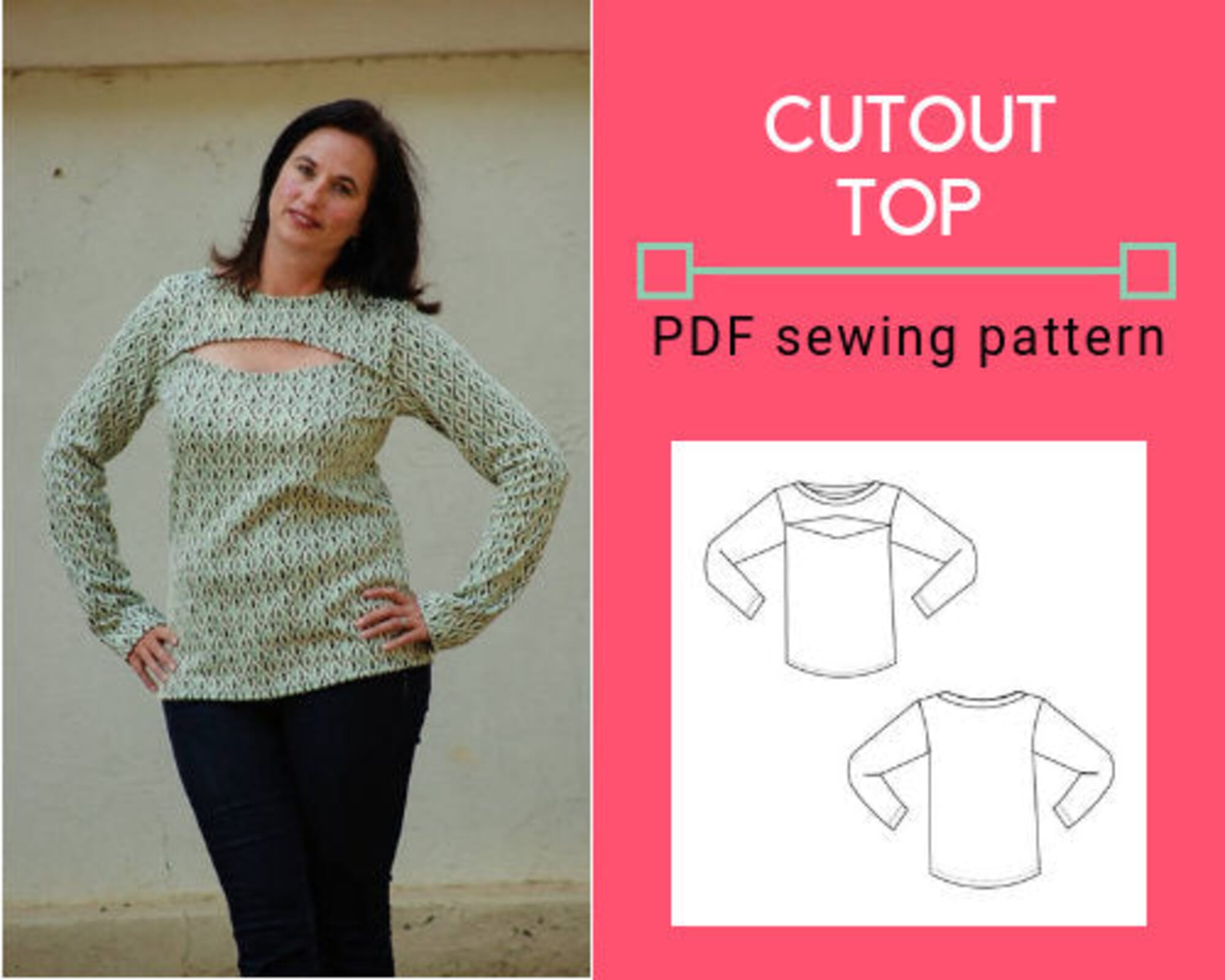 CUTOUT top: Printable PDF sewing pattern for women